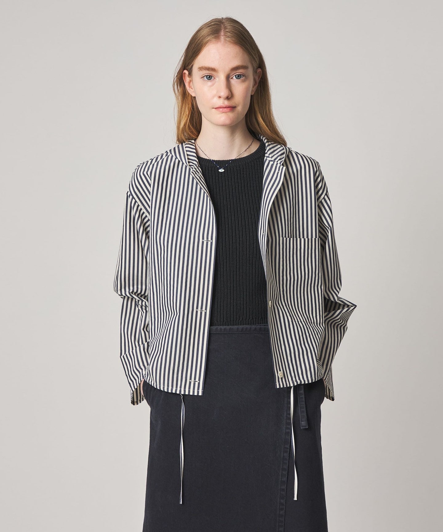 ＜Steven Alan＞棉銅氨纖維條紋連帽襯衫 日本製｜STEVEN ALAN｜UNITED ARROWS LTD. 官方購物網站